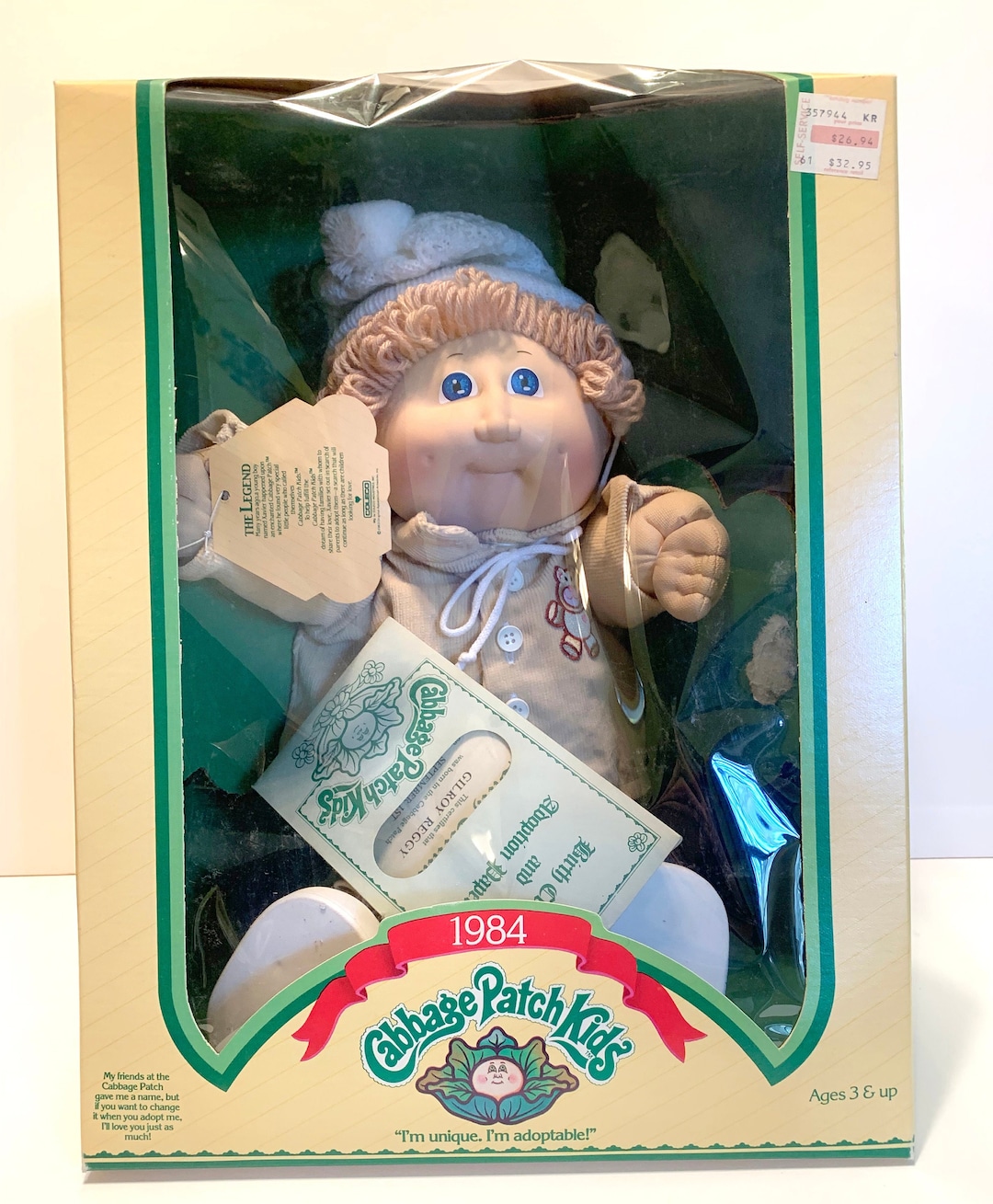 Vintage Cabbage Patch Kid Doll in Box 1984 Gilroy Reggy With Adoption ...