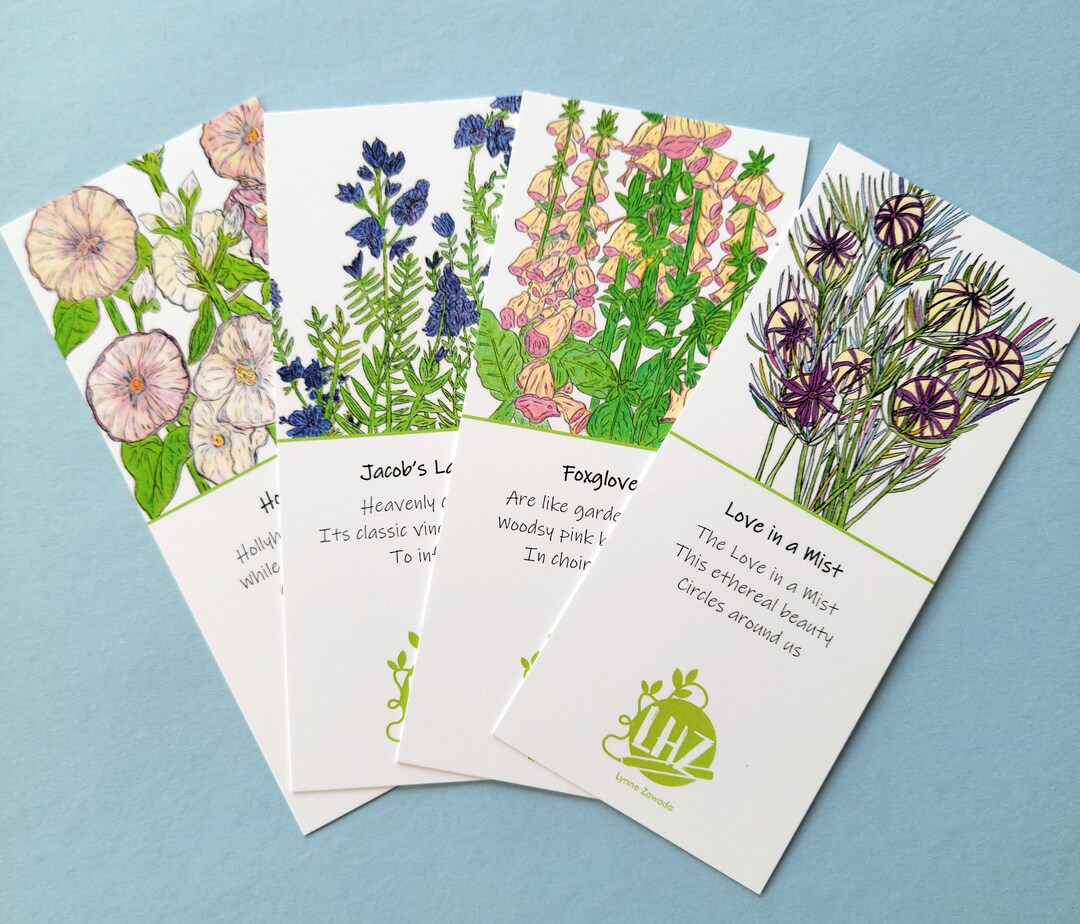Heavenly Flowers Haiku Bookmark Pack Four Haiku Bookmarks for - Etsy