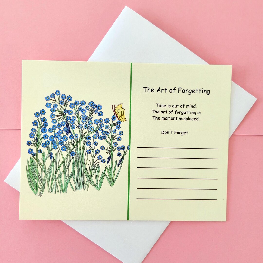 Forget Me Not Card: Hand-illustrated Reminder Note With Lined Envelope ...