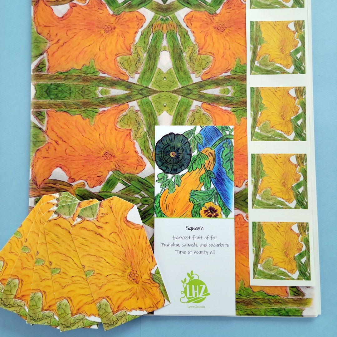Squash Blossom Tissue Paper Kit: Gift Wrap Set With Tags & Stickers - Etsy