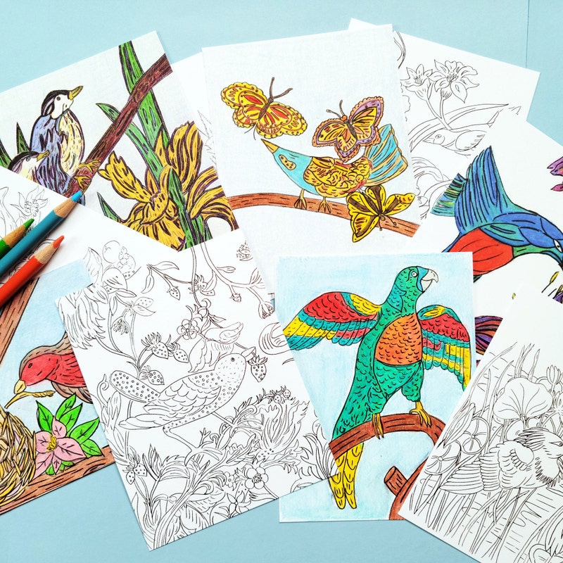 Coloring Postcards - Etsy