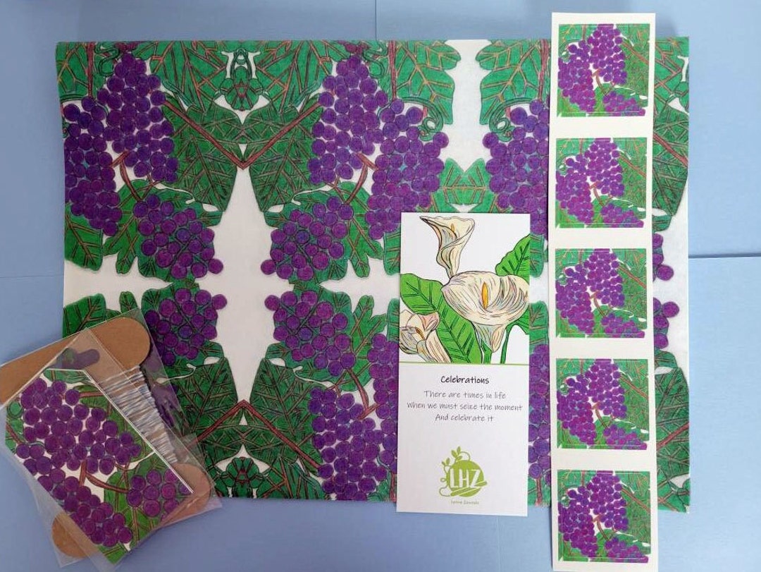 Grapes Tissue Paper Kit, 5 Large Sheets Tissue Paper, Gift Tags ...