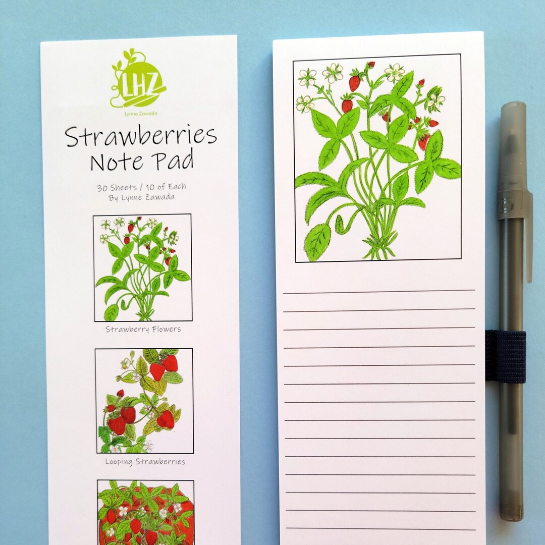Strawberry Notepad: Hand Illustrated List Pad With Magnet - Etsy