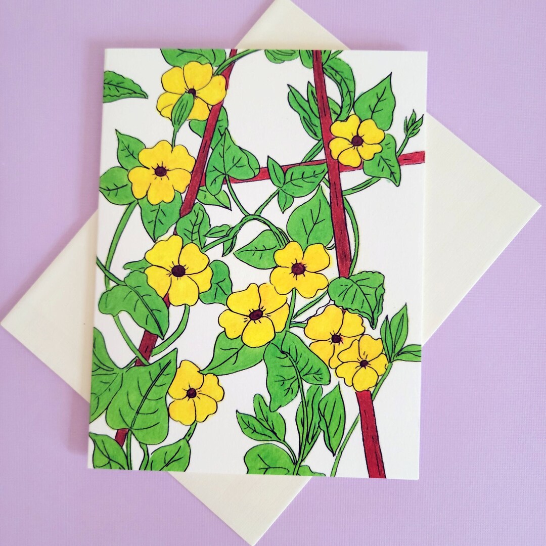 Garden Vines Card, A Folded Note Card With a Haiku Bookmark, Lined ...