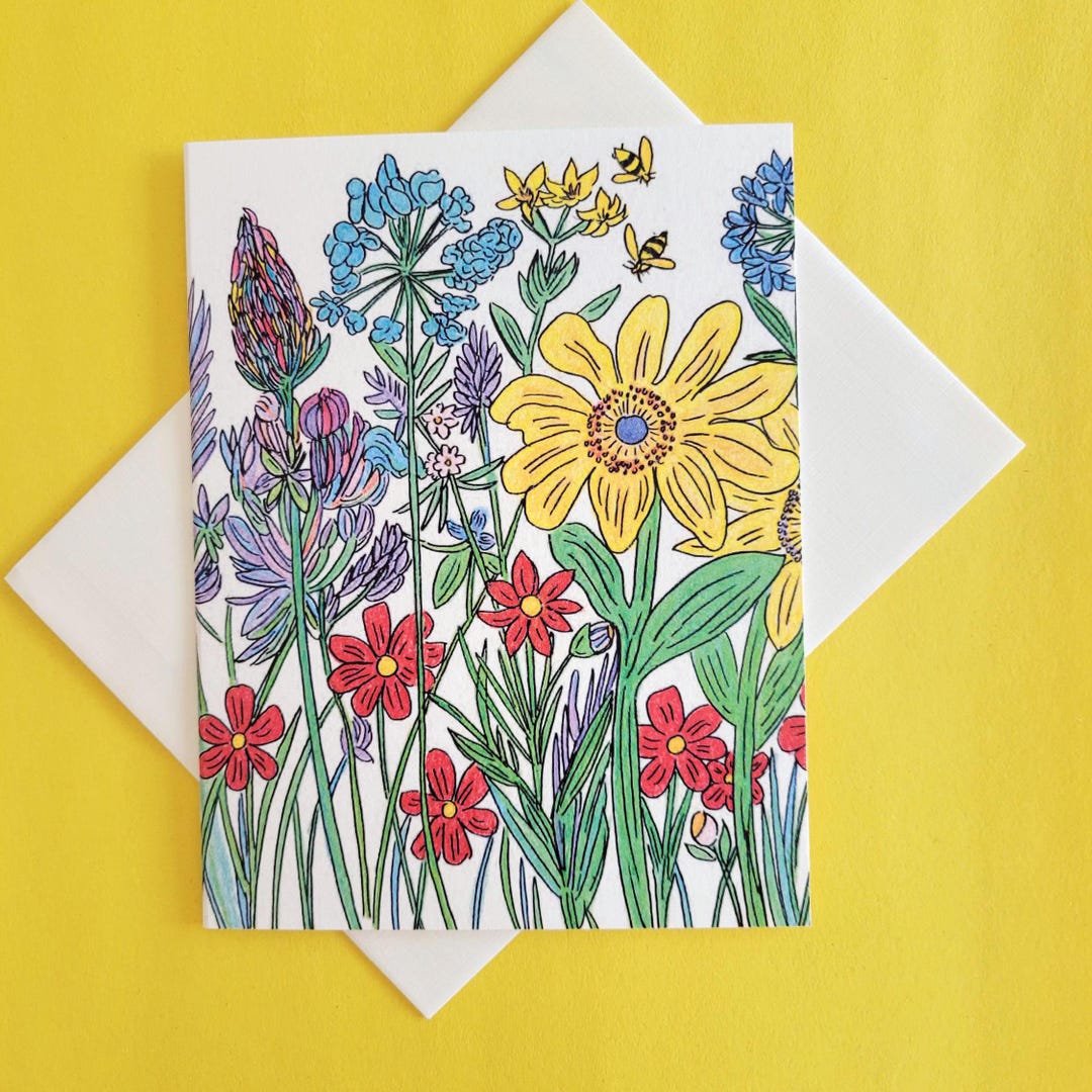 Summer Meadow Note Card: A Blank Wildflower Greeting Card With a ...