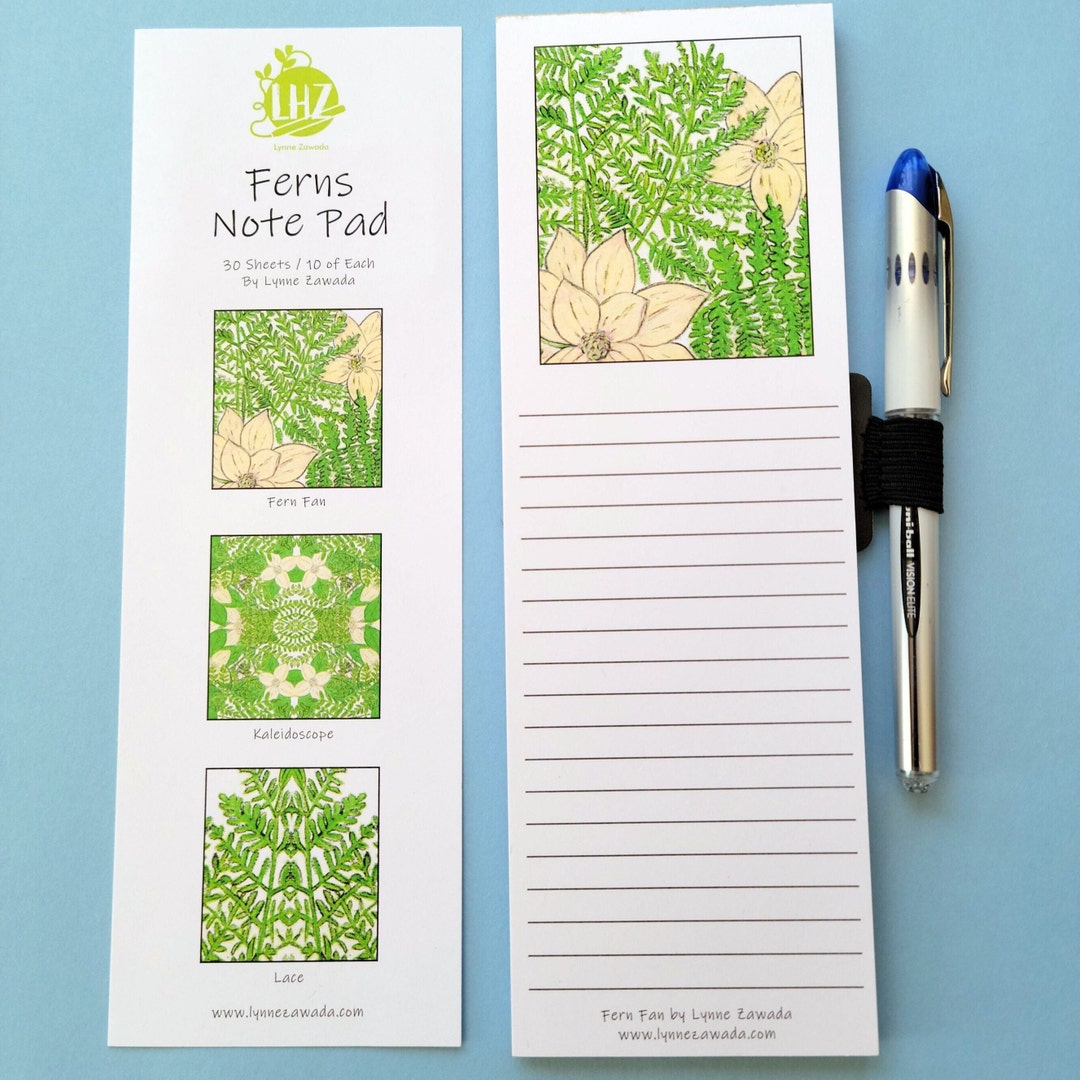 Ferns Magnetic Notepad: Kitchen List Pad With Pen Holder - Etsy