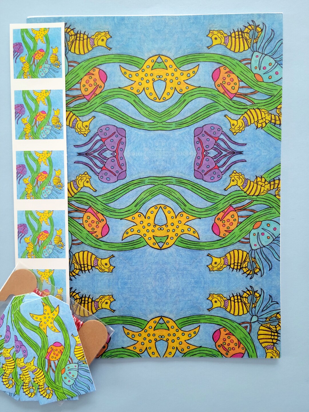 Seahorse Tissue Paper Kit, 5 Large Sheets, Gift Tags, Stickers and ...