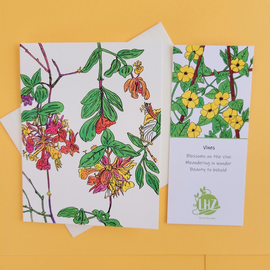 Honeysuckle Vines Note Card: A Blank Floral Greeting Card With a ...