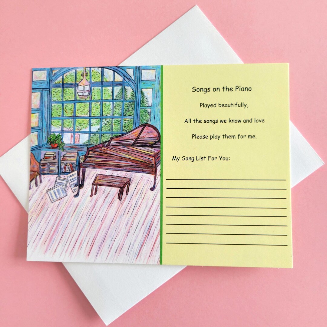 Piano Songs Card, A Flat Note Card for Making Song Lists, All Occasion ...
