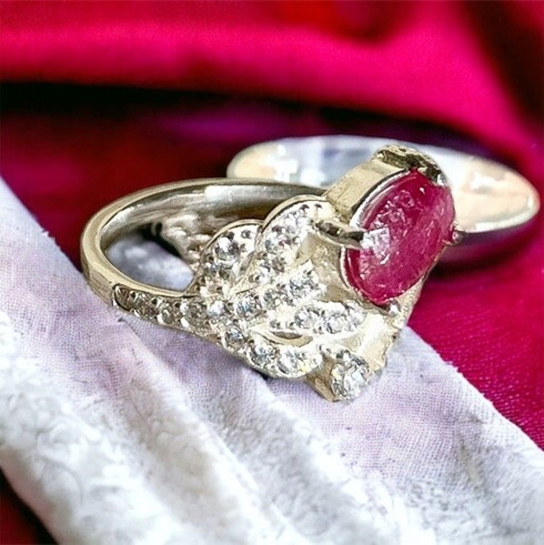 Authentic Real Ruby Stone Engagement Ring S925 Silver - Etsy