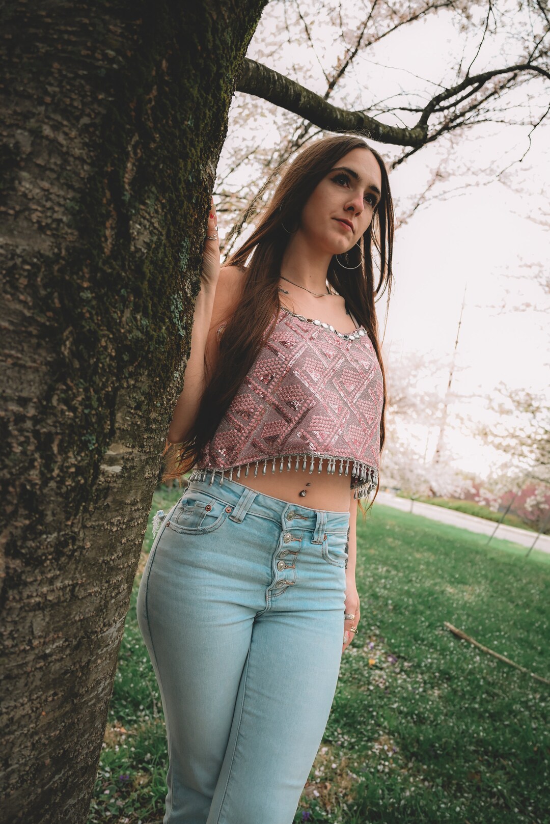 Chloe Cami Style Fringe Crop Top / Saree / Sequin Top / Hand Made ...