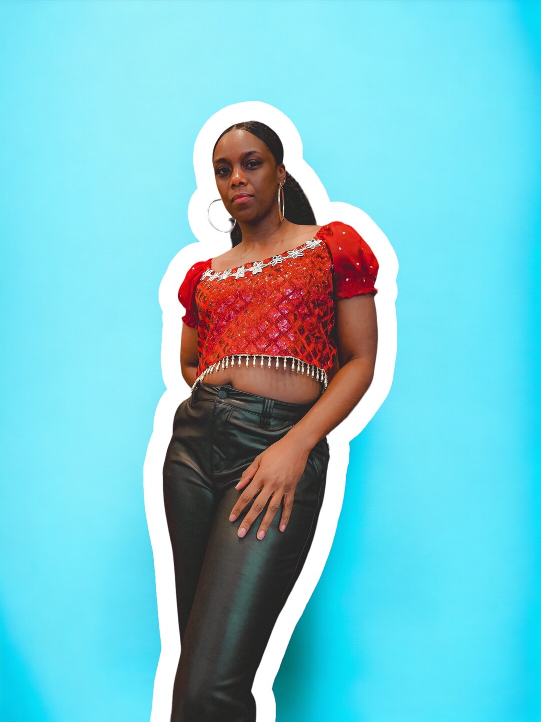 Emma Short-sleeve Embroidered Sequin Top prom Top Sequin Top Hand ...