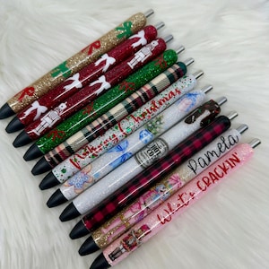 Christmas Pen Personalized Epoxy Glitter Black Ink Pen: Refillable - Etsy