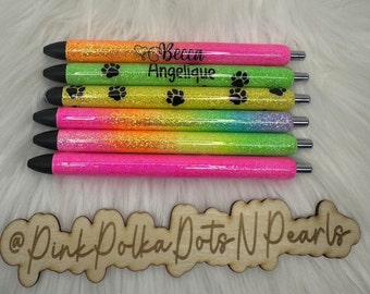 Personalized Epoxy Glitter Black Ink Pen: One Color Glitter Refillable ...