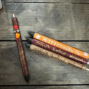 Thanksgiving Fall Scary Personalized Epoxy Glitter Black Ink Pen ...