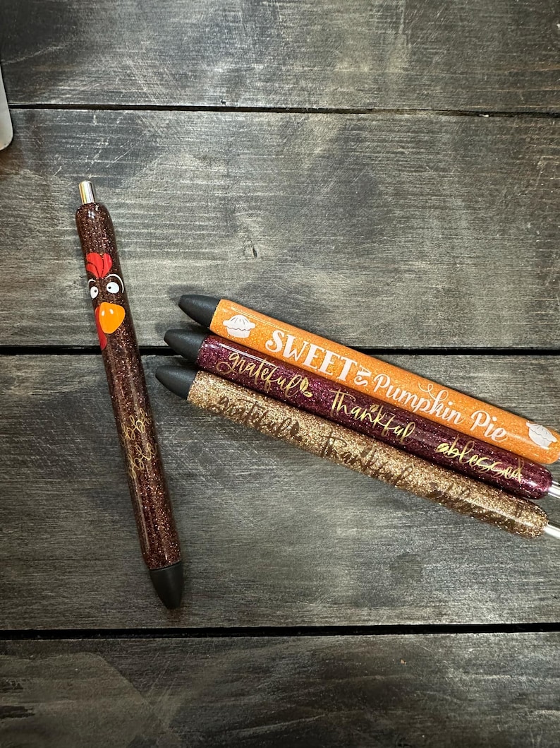 Thanksgiving Fall Scary Personalized Epoxy Glitter Black Ink Pen ...