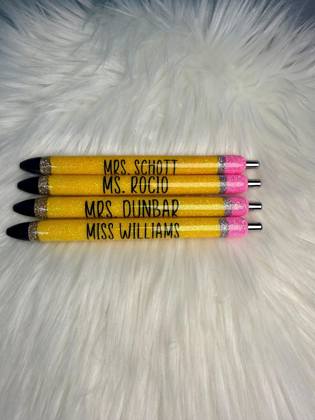 Teachers Personalized Paper Flowers Font Epoxy Glitter Black Ink Pen ...