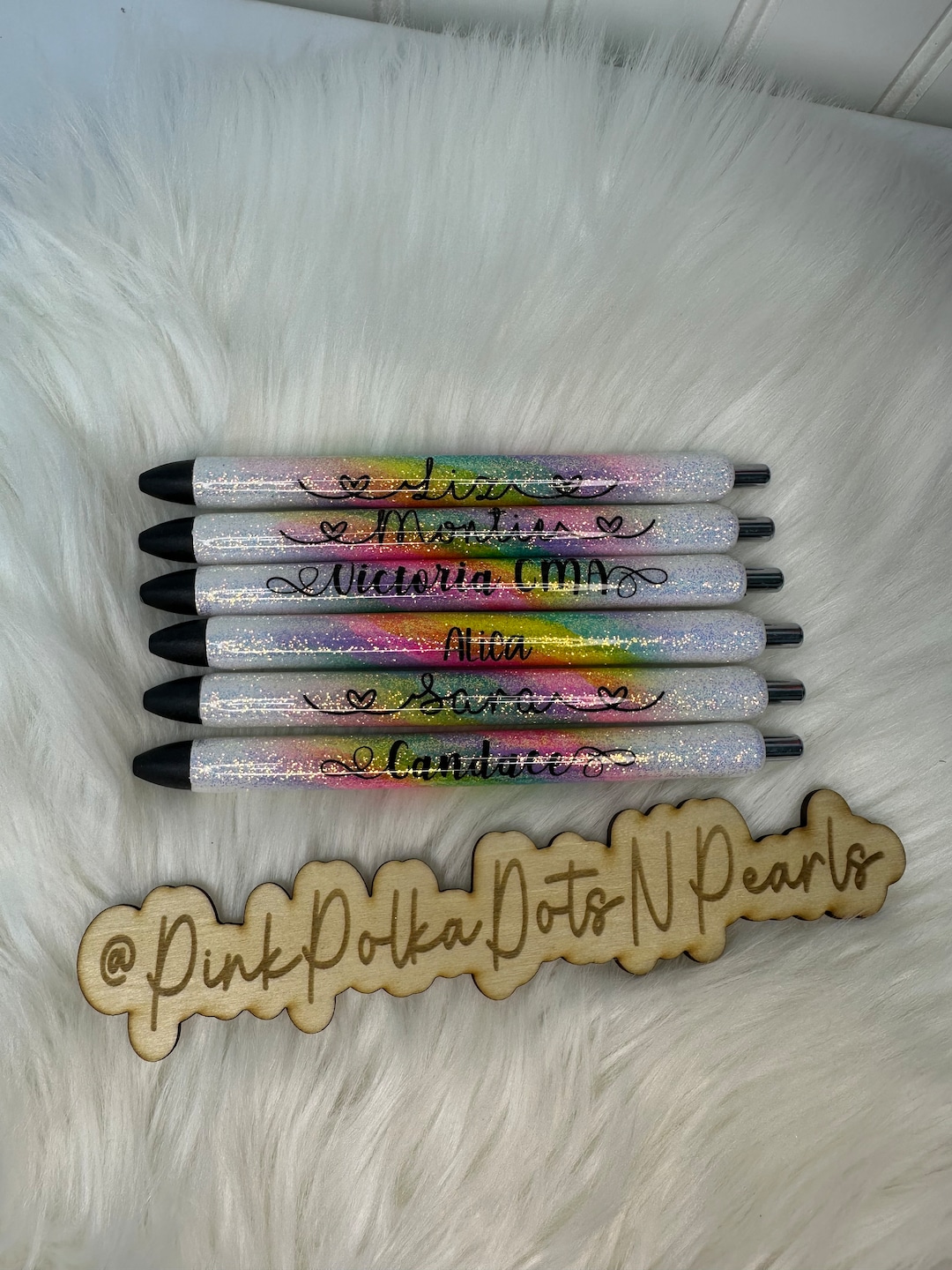 Holographic Unicorn Burst Personalized Epoxy Glitter Black Ink Pen ...