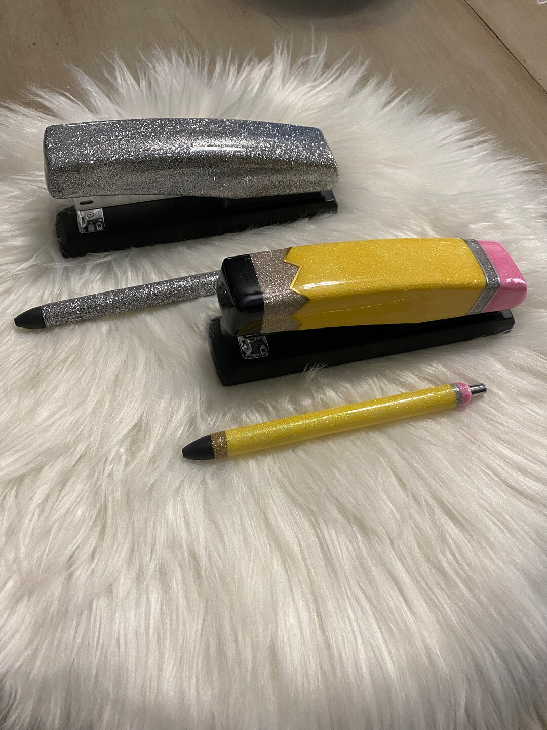 Pencil/leopard Glitter Stapler With or Without Matching Pen Great for ...