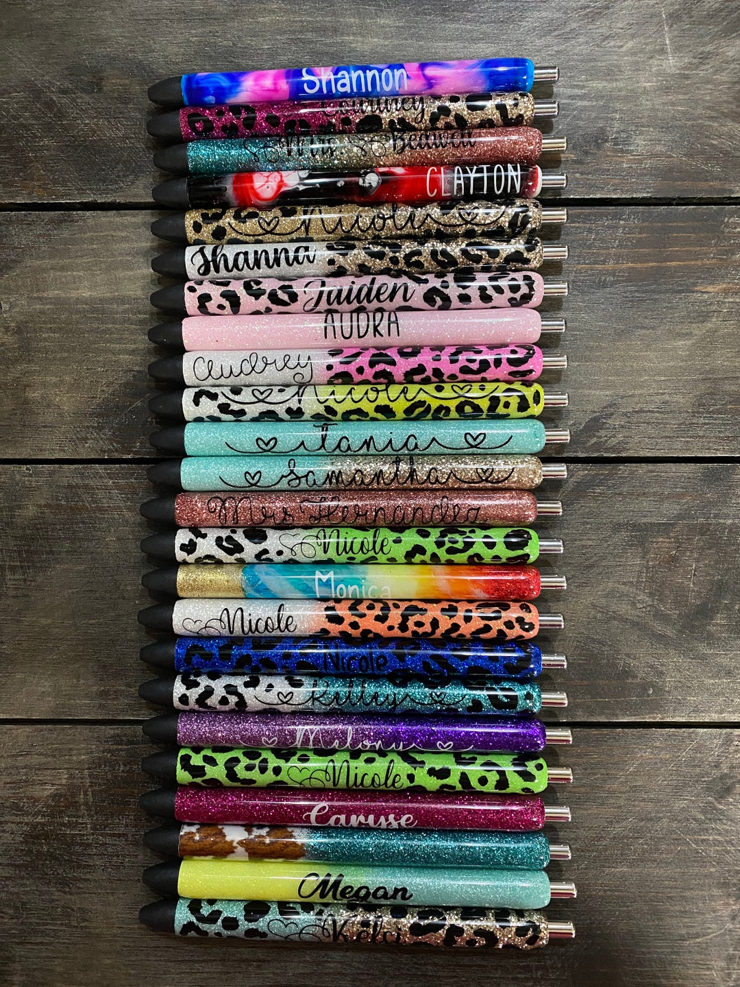 Personalized Epoxy Glitter Black Ink Pen: Refillable - Etsy