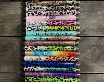 Personalized Epoxy Glitter Black Ink Pen: Refuillable | Etsy