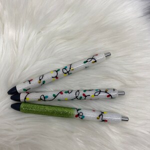 Christmas Lights Pen Personalized Epoxy Glitter Black Ink Pen ...