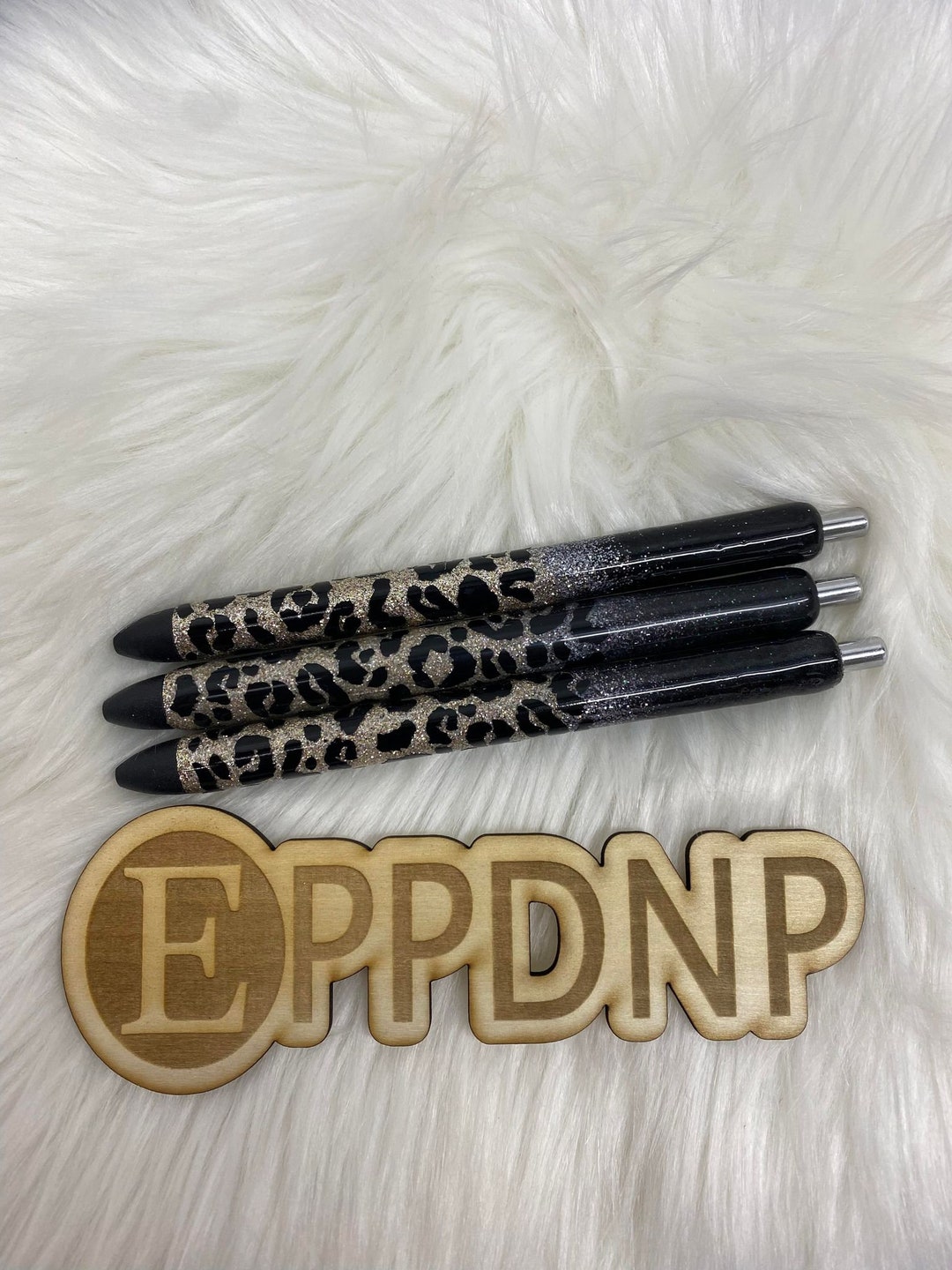 Personalized Leopard Epoxy Glitter Black Ink Pen: Refillable - Etsy