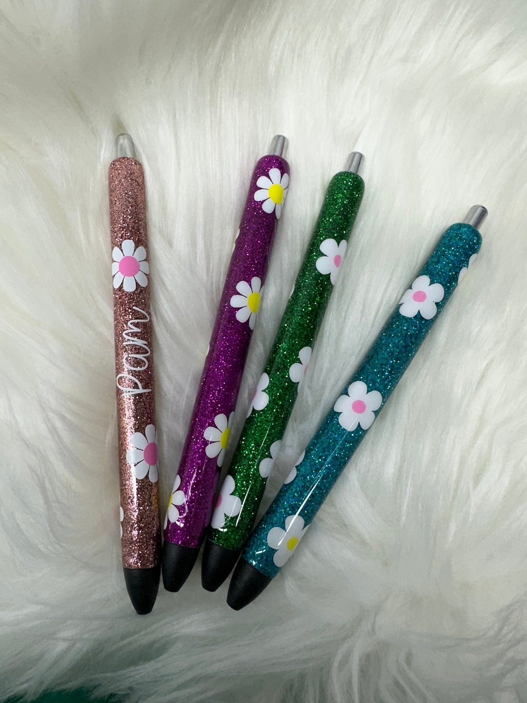 Personalized Spring /flowers Epoxy Glitter Black Ink Pen: Refillable - Etsy
