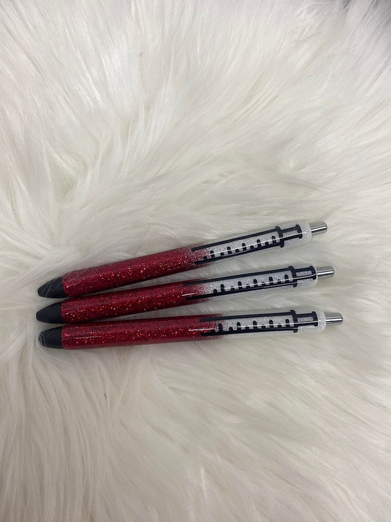 Nurse Syringe Pen Nurse Life Personalized Epoxy Glitter Black Ink Pen ...