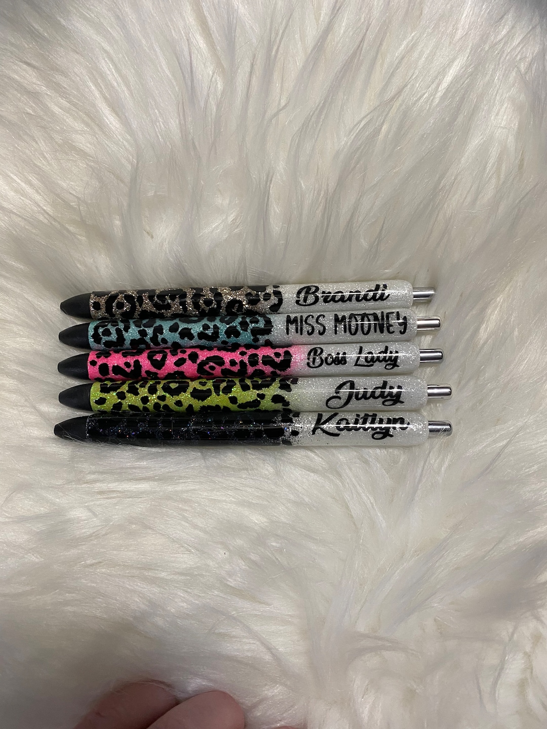 Personalized Half Leopard “with Name by the Clicker” Epoxy Glitter ...