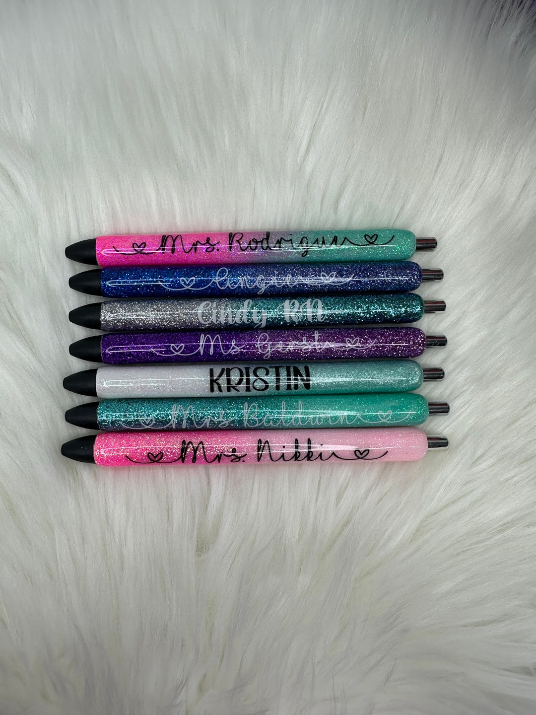 Personalized Epoxy Glitter Black Ink Pen: Refillable - Etsy