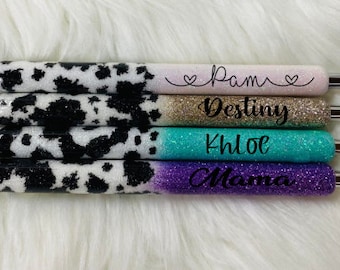 Personalized Epoxy Glitter Black Ink Pen: Refuillable - Etsy