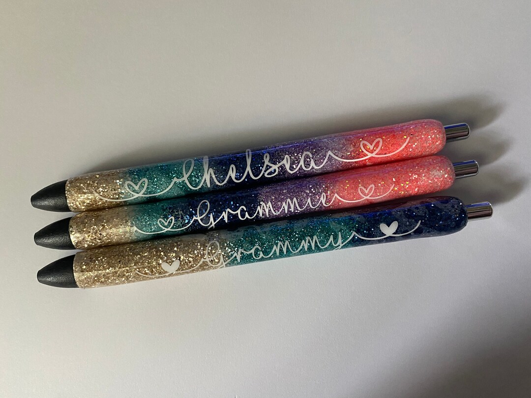 Personalized Beach Epoxy Glitter Black Ink Pen: Refillable - Etsy