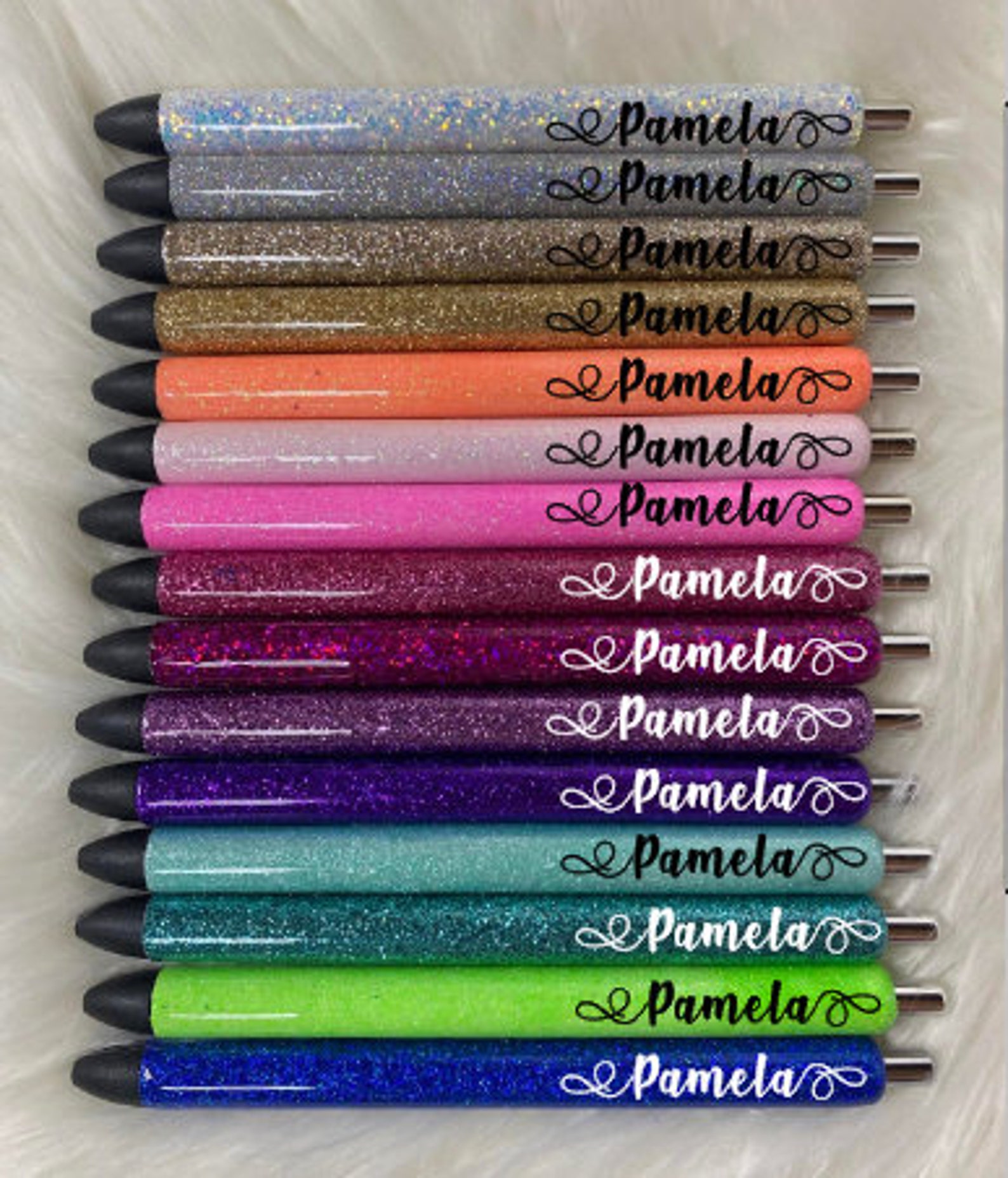 Personalized Epoxy Glitter Black Ink Pen: One Color Glitter - Etsy
