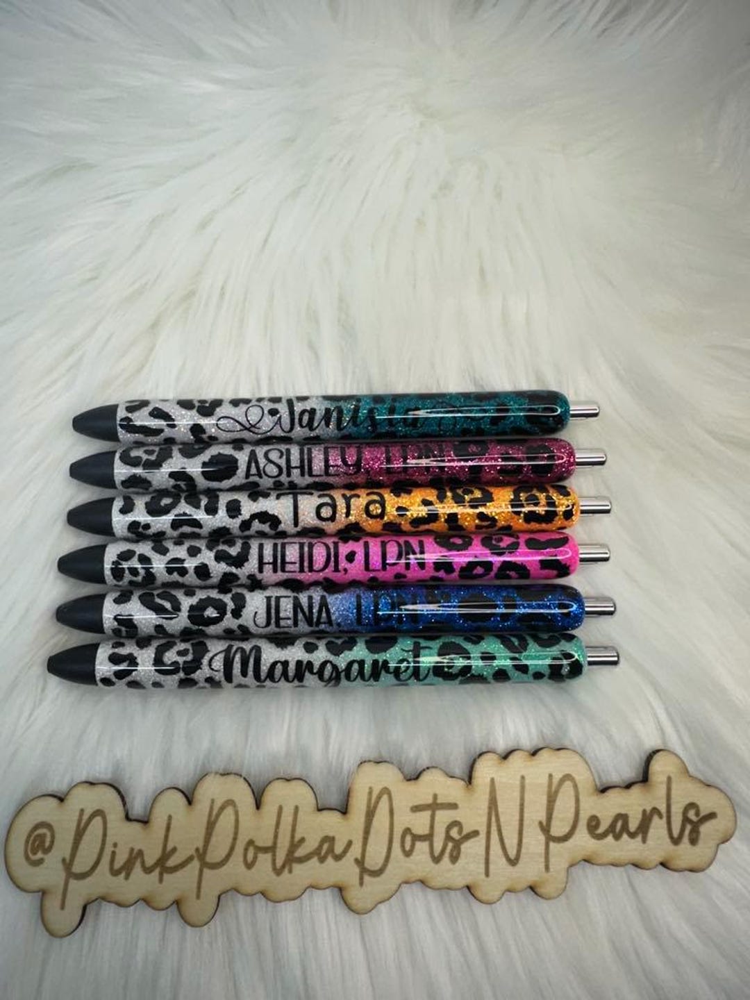 Leopard Personalized Epoxy Glitter Black Ink Pen: Refillable - Etsy