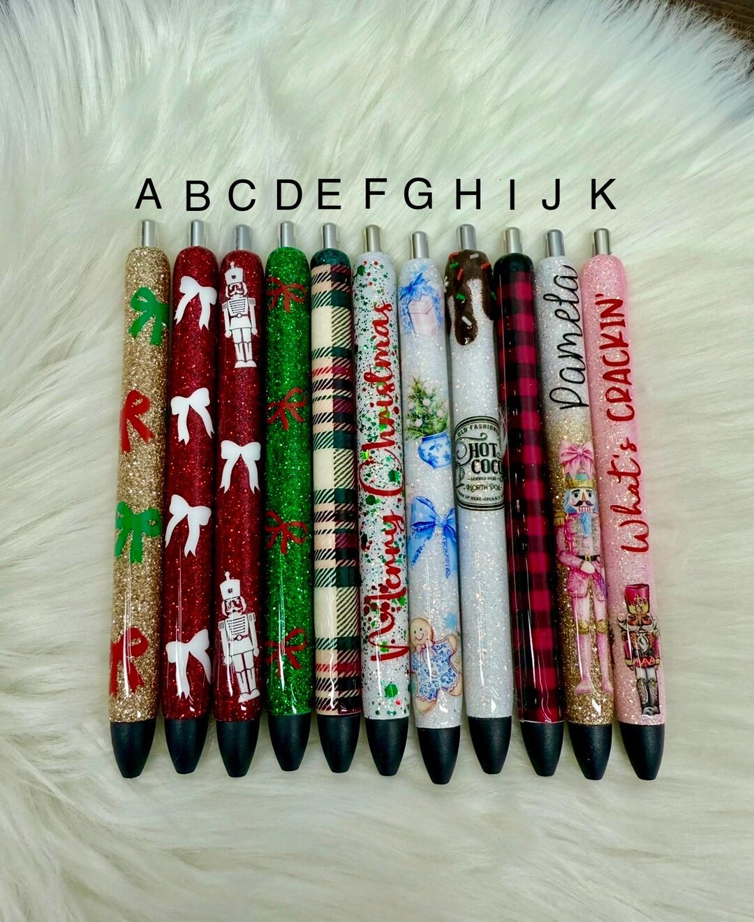 Christmas Pen Personalized Epoxy Glitter Black Ink Pen: Refillable - Etsy