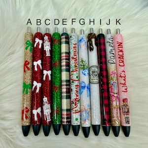 Christmas Pen Personalized Epoxy Glitter Black Ink Pen: Refillable - Etsy
