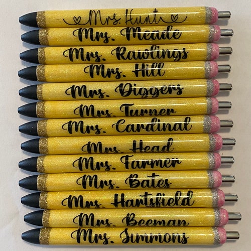 Personalized Epoxy Glitter Black Ink Pen: One Color Glitter - Etsy