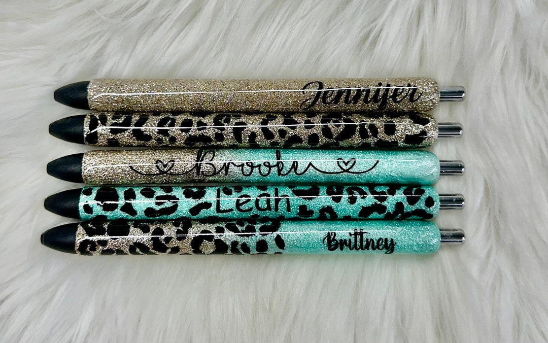 Personalized Epoxy Glitter Black Ink Pen: Refillable - Etsy