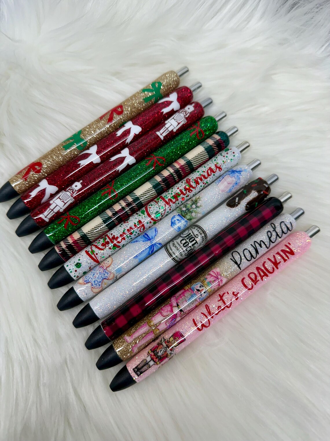 Christmas Pen Personalized Epoxy Glitter Black Ink Pen: Refillable - Etsy