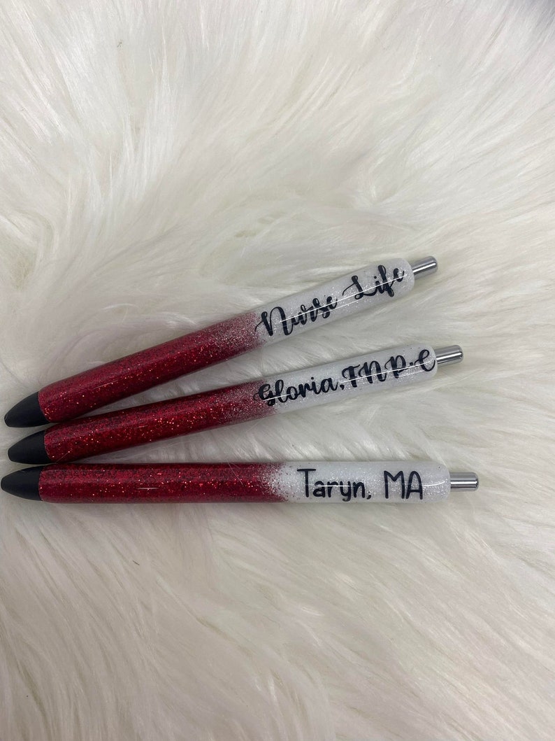 Nurse Syringe Pen Nurse Life Personalized Epoxy Glitter Black Ink Pen ...
