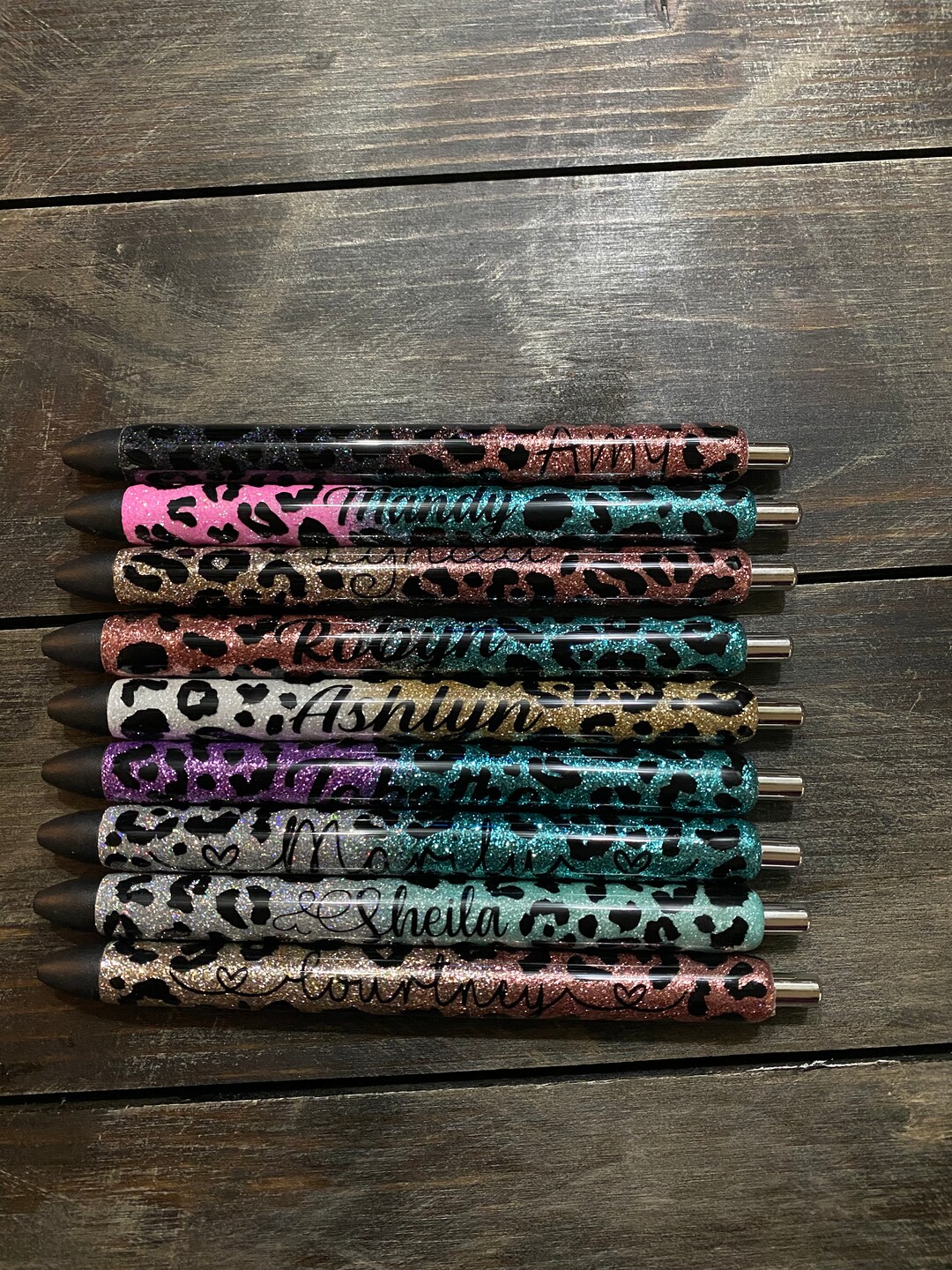 Personalized Leopard Epoxy Glitter Black Ink Pen: Refillable - Etsy