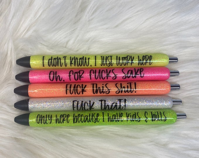 Set of 5 Days of the Week Glitter Epoxy Gel Pens, Sassy Epoxy Glitter ...