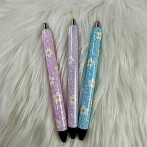 Personalized Spring /flowers Daisy Epoxy Glitter Black Ink Pen ...