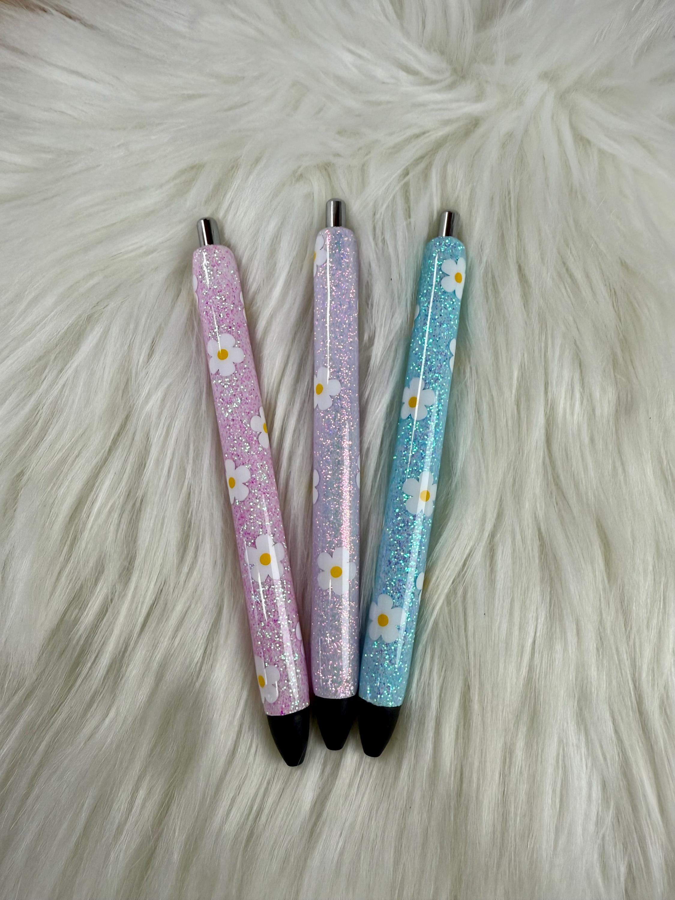 Personalized Spring /flowers Daisy Epoxy Glitter Black Ink Pen ...