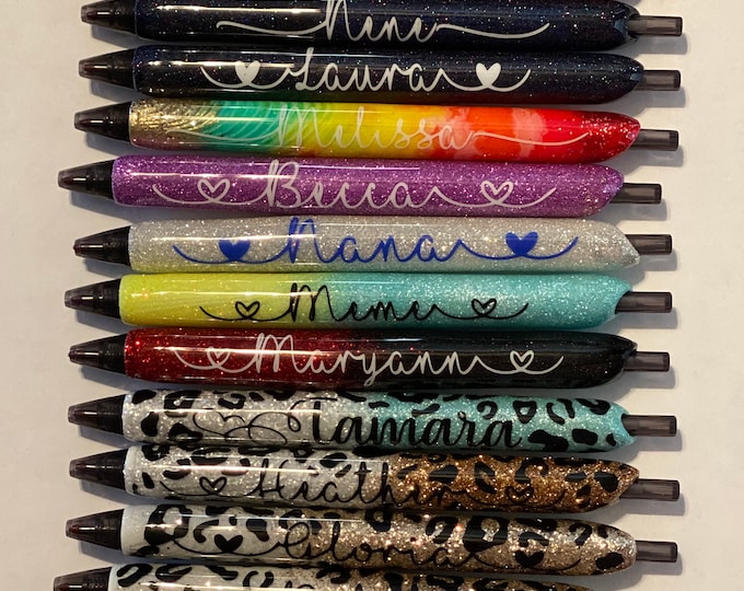 Personalized Epoxy Glitter Black Ink Pen: Refuillable - Etsy