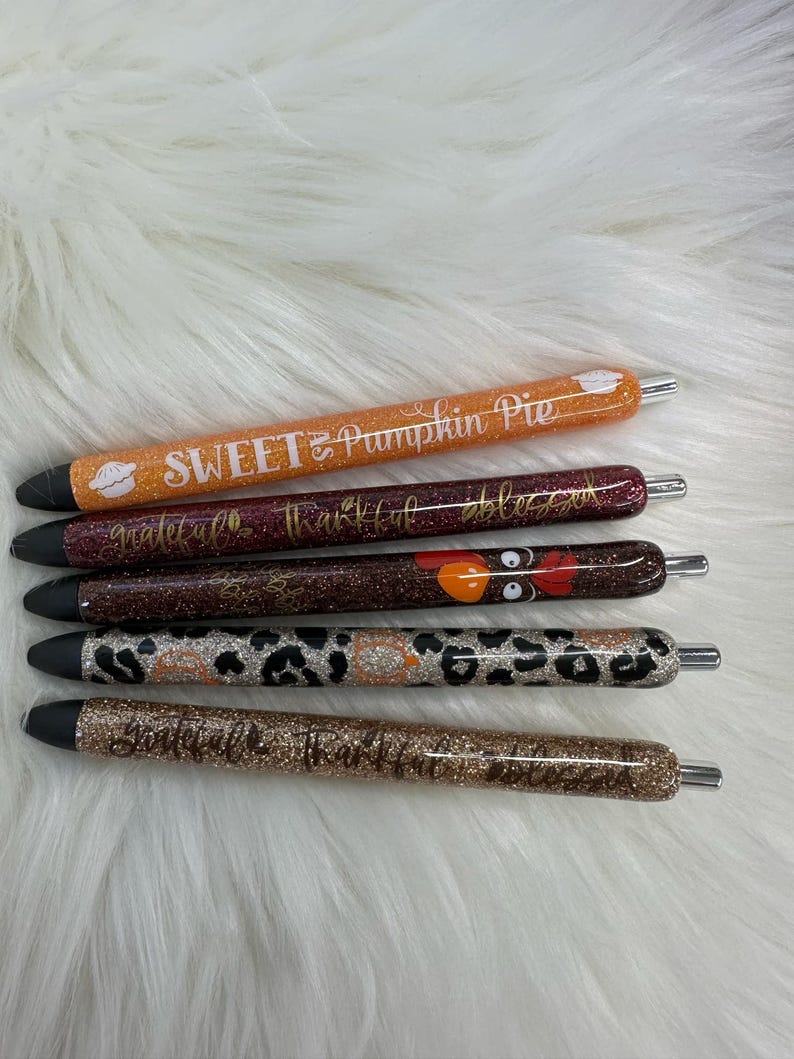 Thanksgiving Fall Scary Personalized Epoxy Glitter Black Ink Pen ...