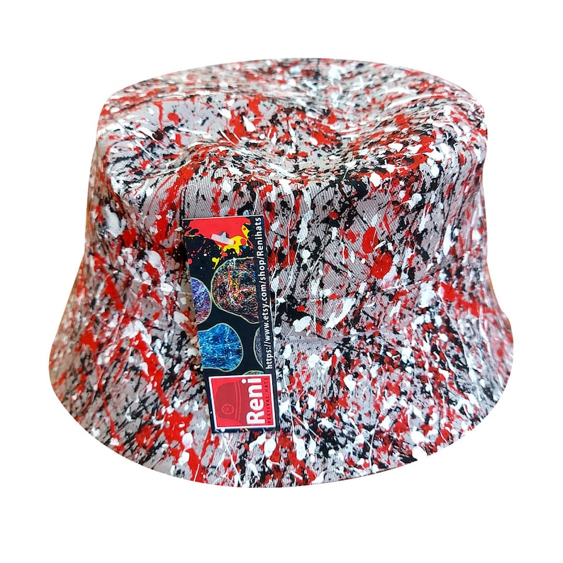 Stone Red Black Reni Hat Bucket Jackson Pollock Roses Style - Etsy UK
