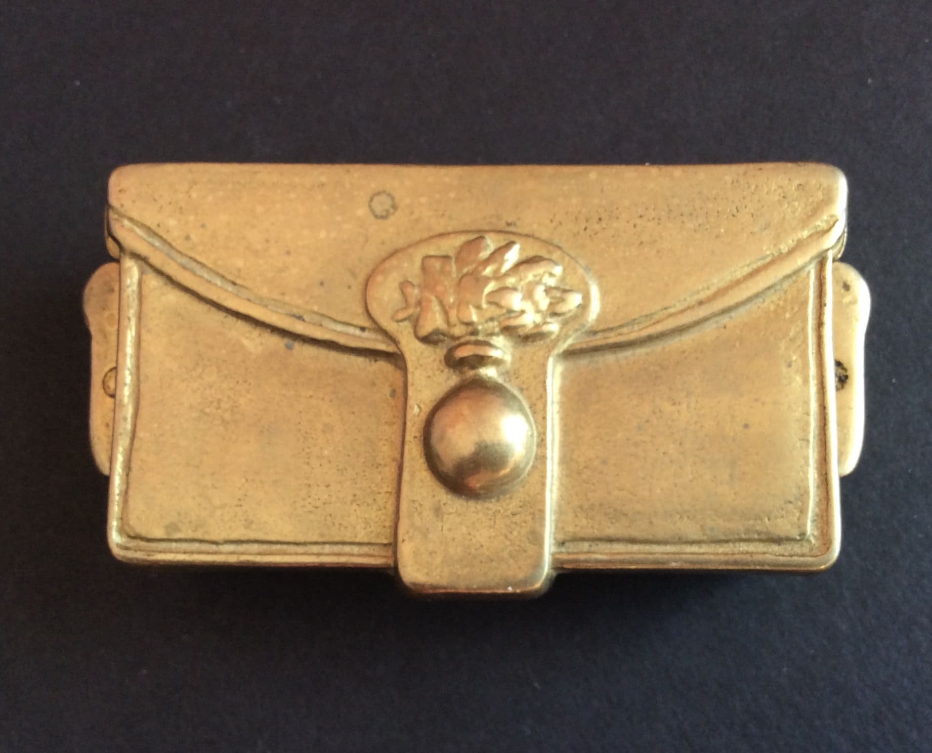 Vintage Brass Container Brass Stamp Box Brass Satchel Shaped | Etsy