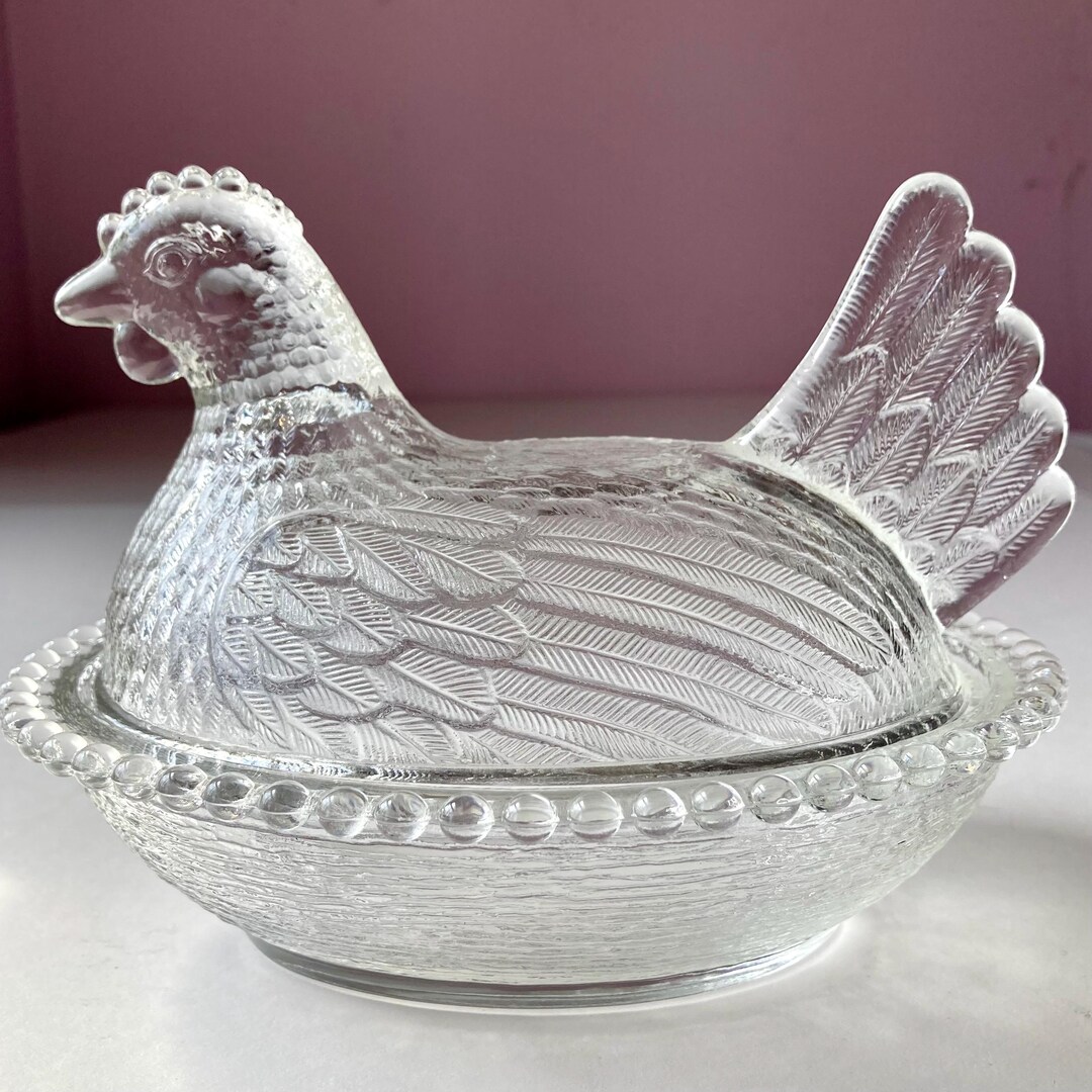 Vintage Indiana Glass Clear Hen on Nest Lidded Candy Dish - Etsy